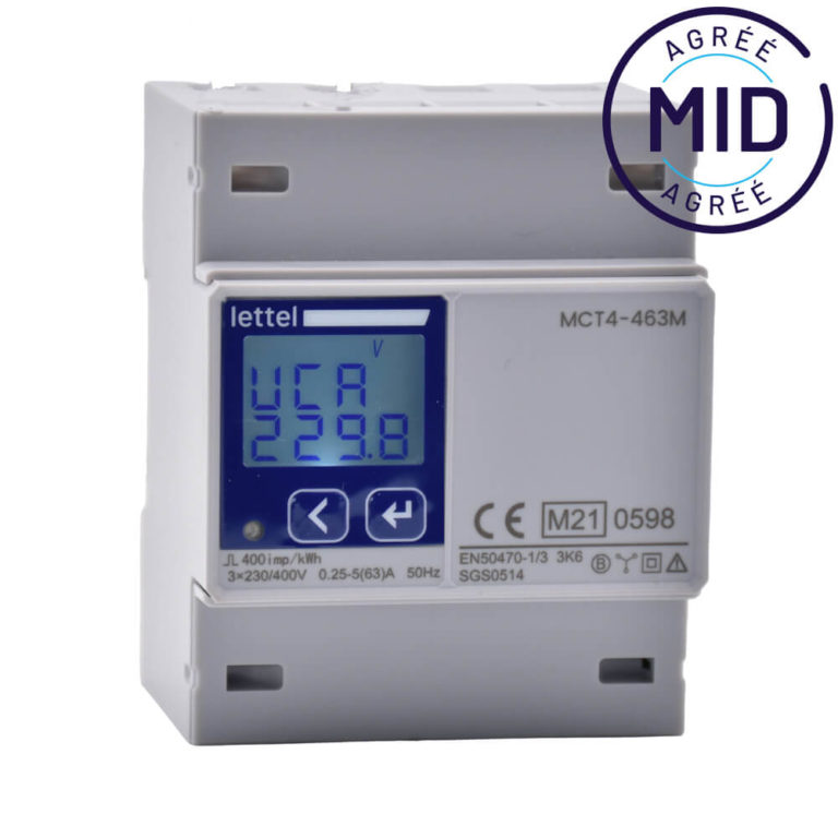 Compteur électrique MID triphasé 63A RS485 modbus | Enolec